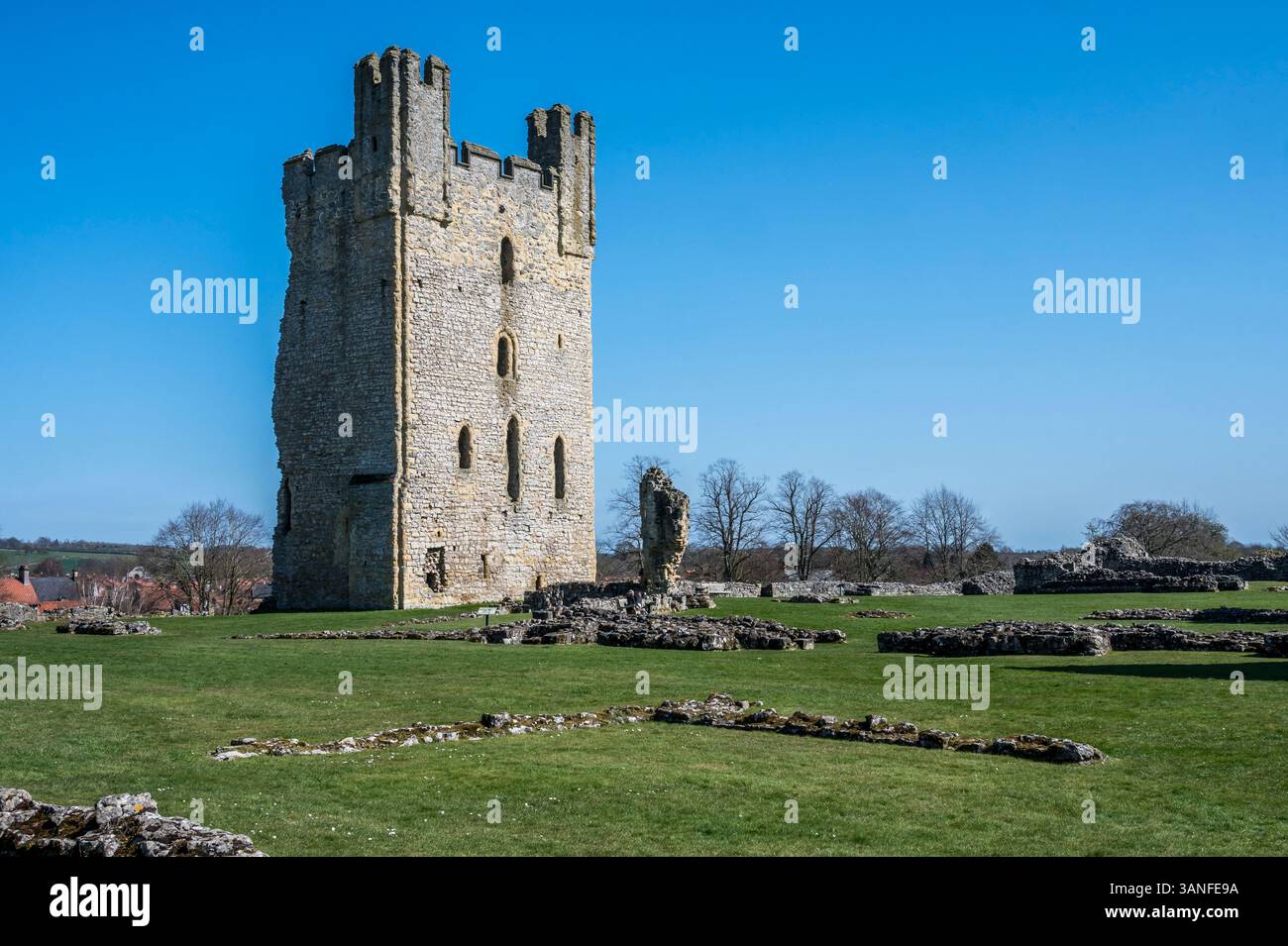 The image is of the ruins of Helmsley Castle in the North Yorkshire ...