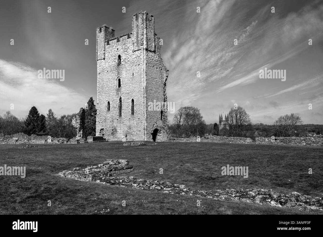 The image is of the ruins of Helmsley Castle in the North Yorkshire ...