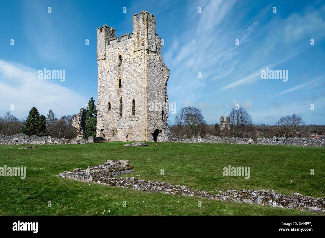 The image is of the ruins of Helmsley Castle in the North Yorkshire ...