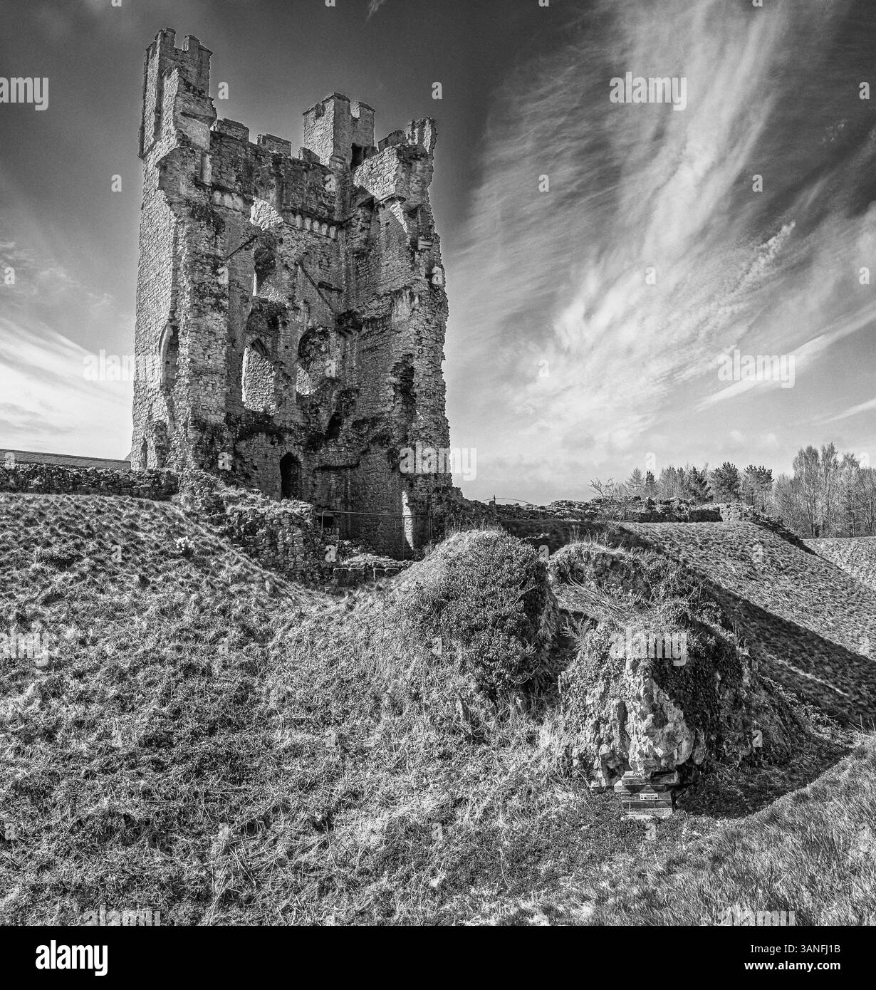 The image is of the ruins of Helmsley Castle in the North Yorkshire ...
