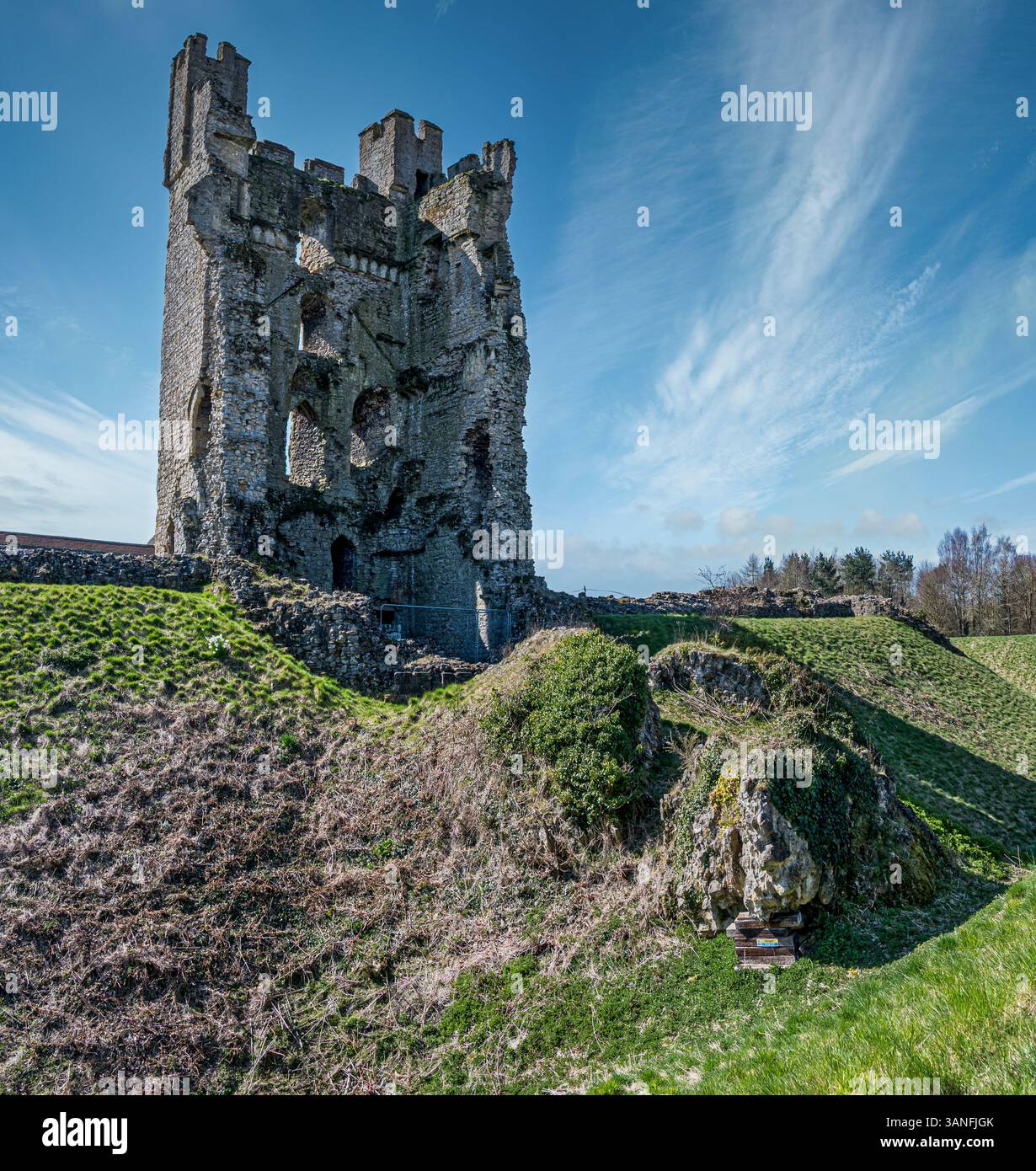 The image is of the ruins of Helmsley Castle in the North Yorkshire ...