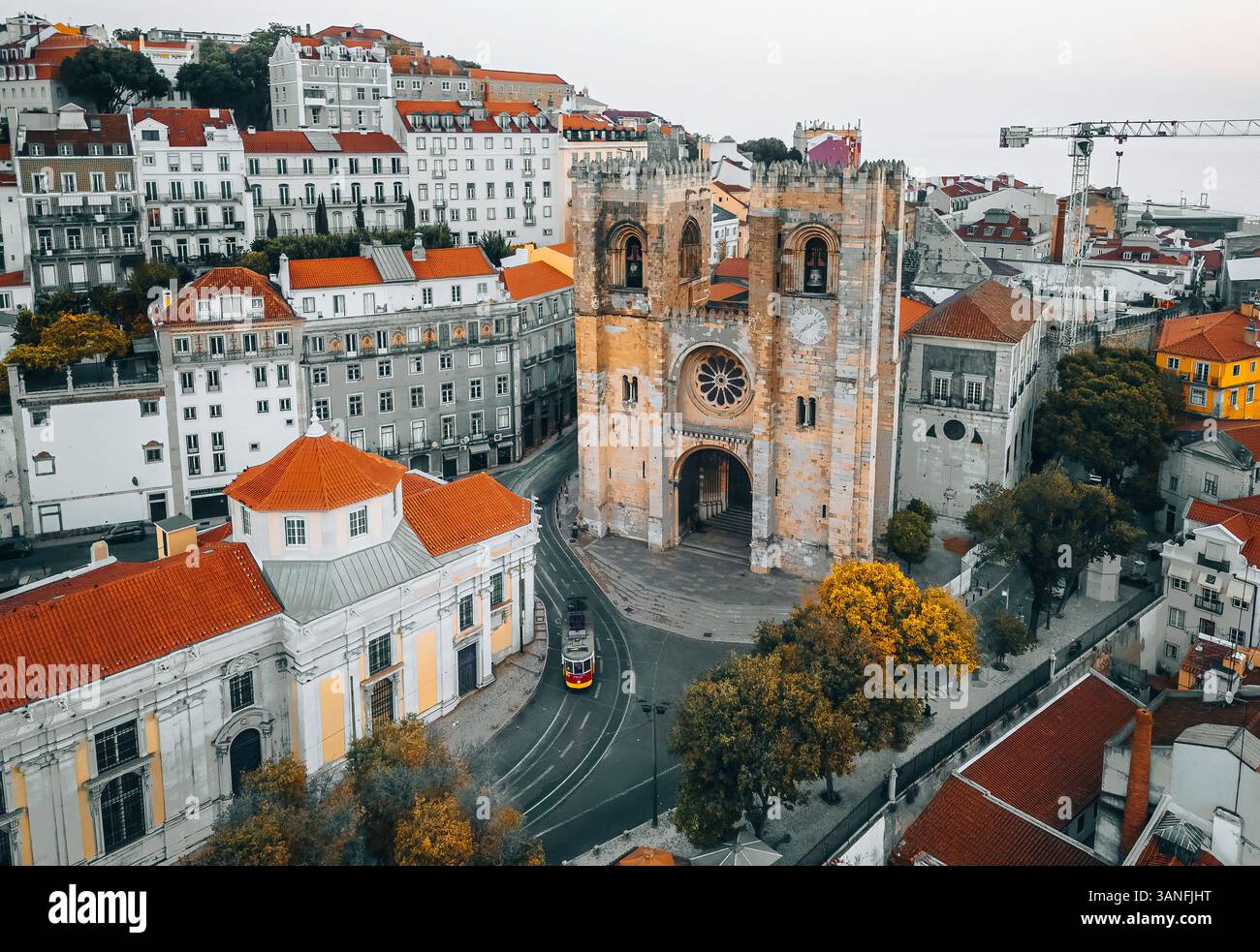 Aerial view of the historic Se de Lisboa cathedral surrounded by ...