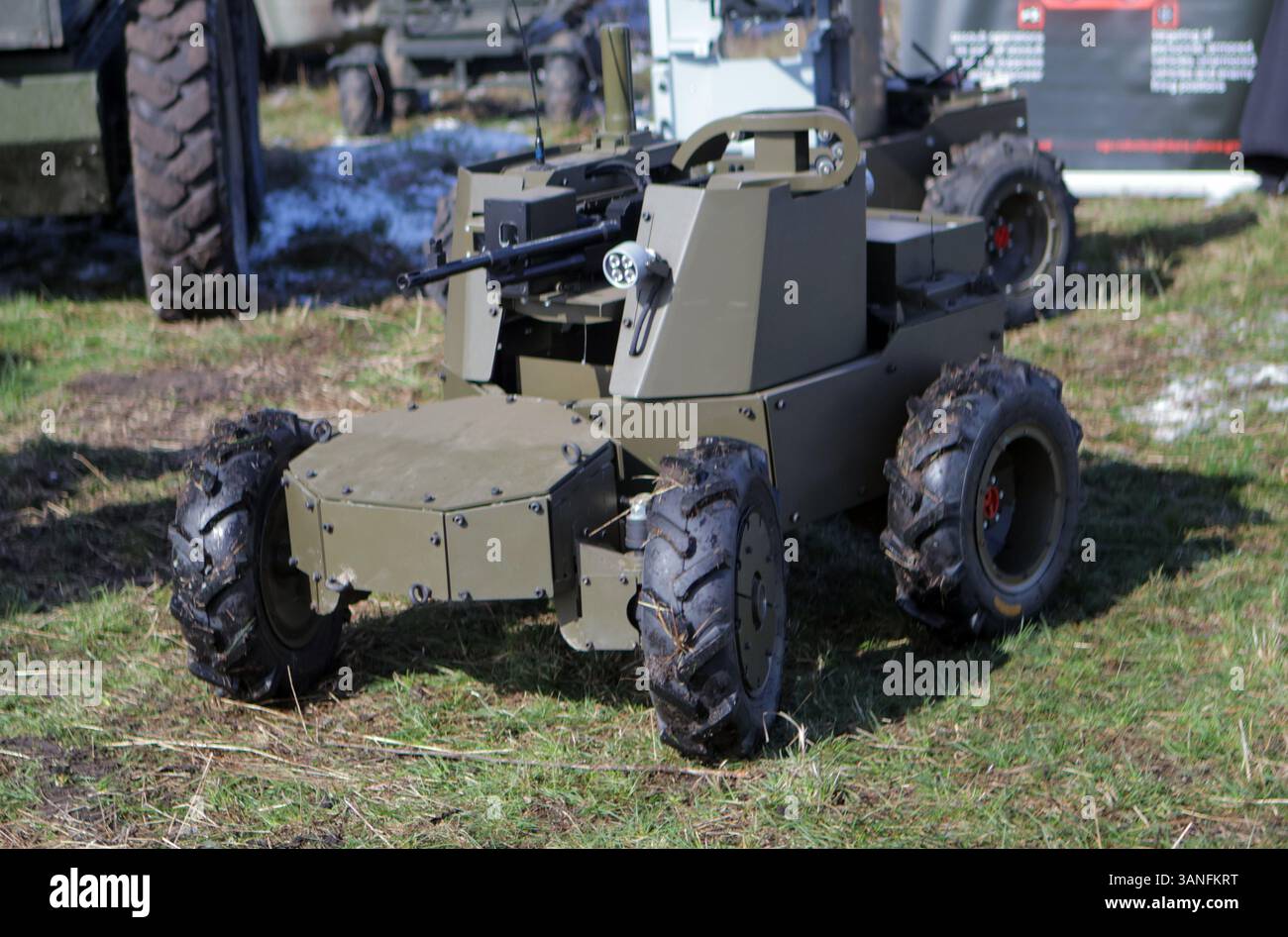 A ground-based robotic complex is displayed during Ukraine’s most ...