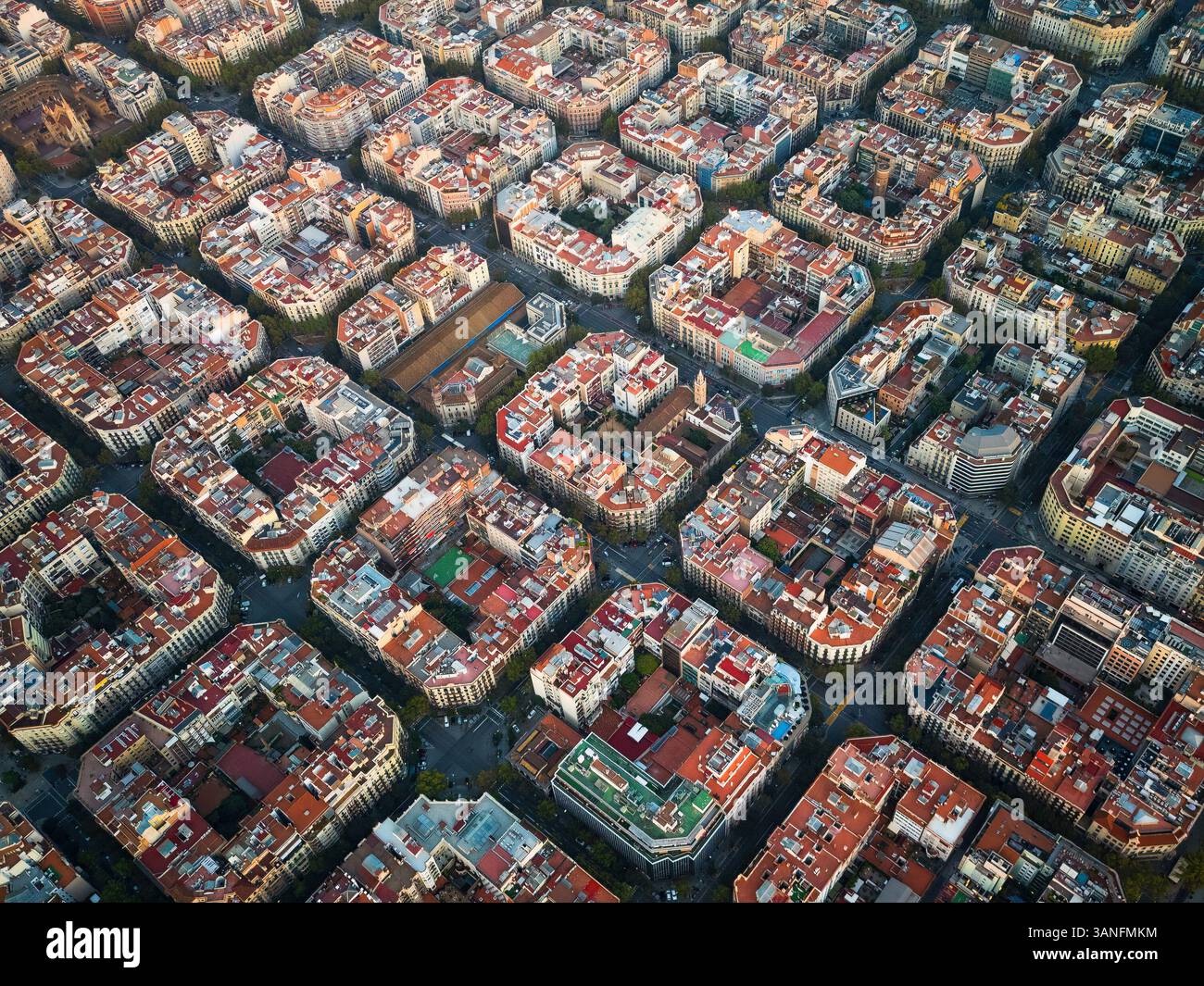 Aerial view of blocks in Barcelona, Spain Stock Photo - Alamy