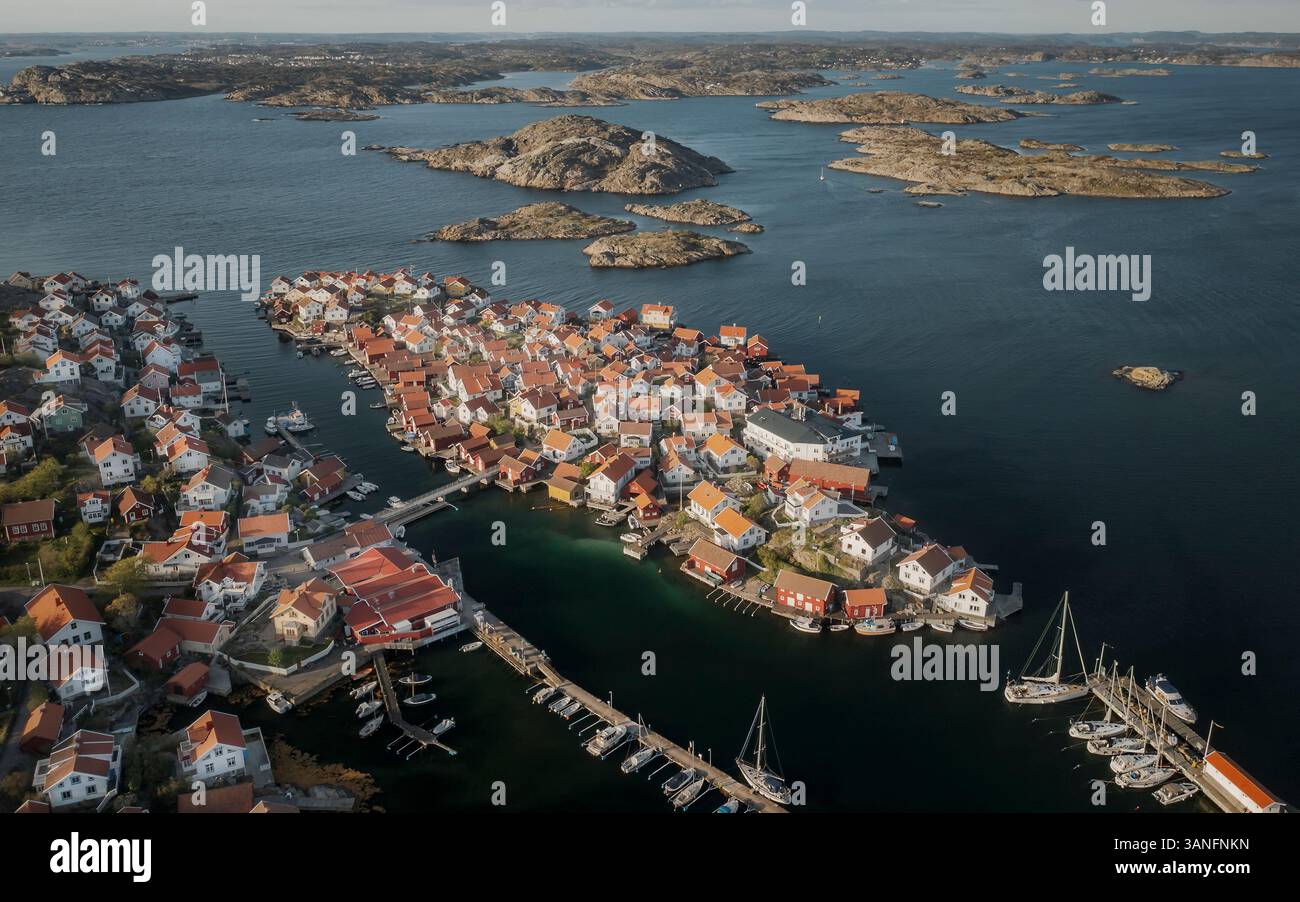 Aerial view Gullholmen island west of Orust in Bohuslän, Sweden Stock ...