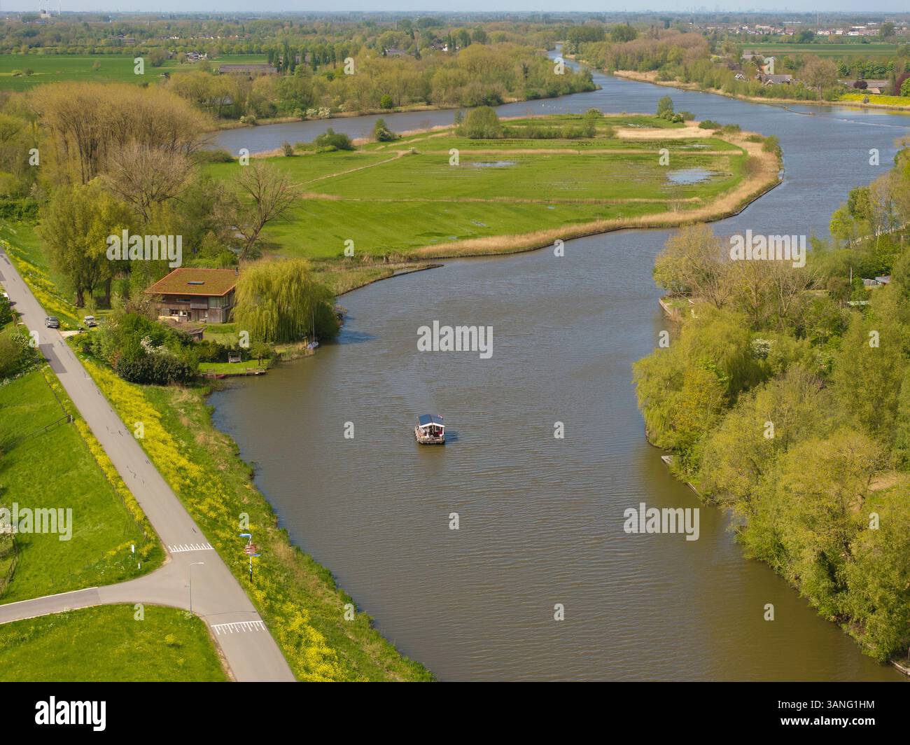 Aerial view river linge boat hi-res stock photography and images - Alamy