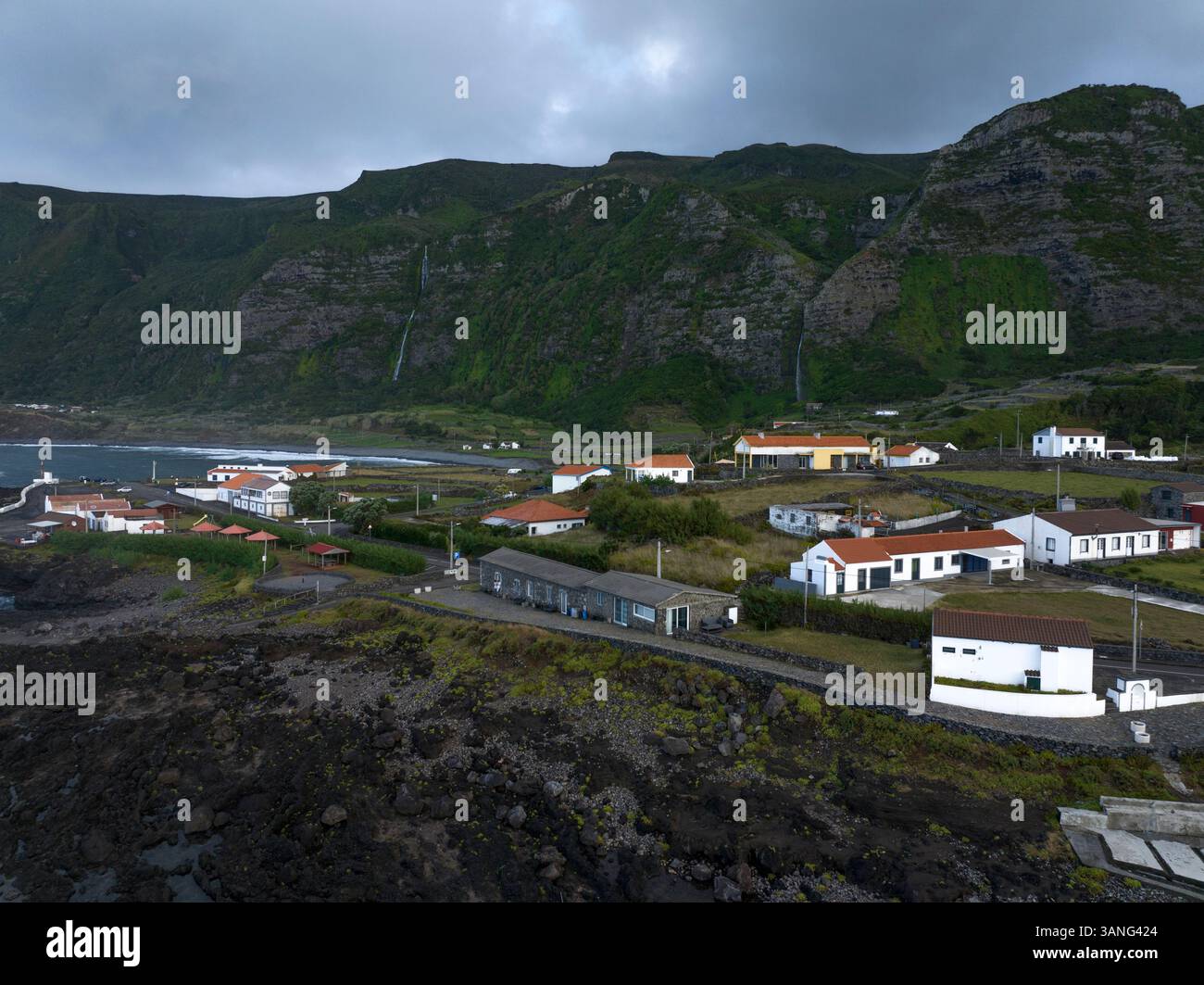 Aerial view of a picturesque village with traditional houses amidst ...