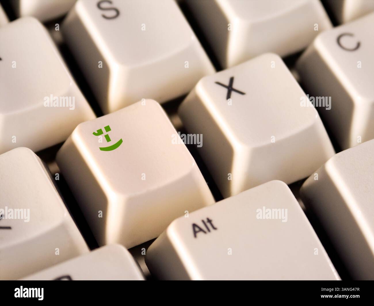 Computer keyboard with a wink button Stock Photo - Alamy