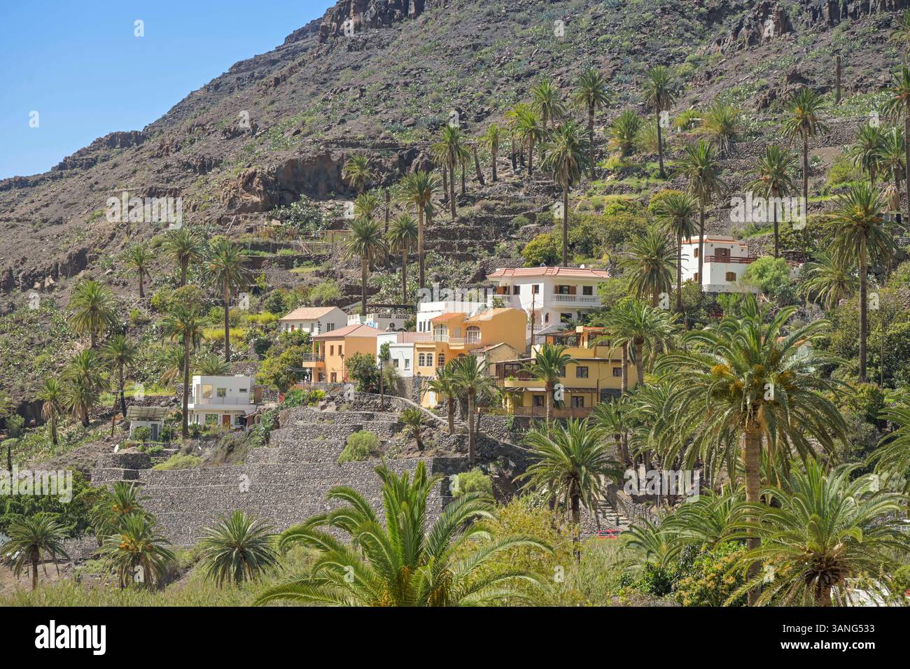 Ansicht der Ortschaft El Guro in der Gemeinde Valle Gran Rey, La Gomera ...