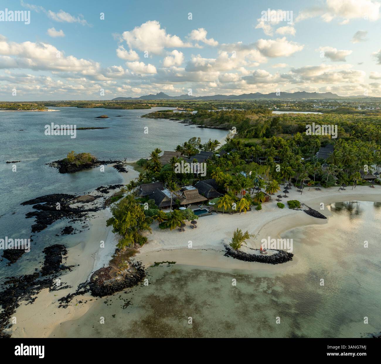 Aerial view of beautiful tropical island with white sand beach and ...