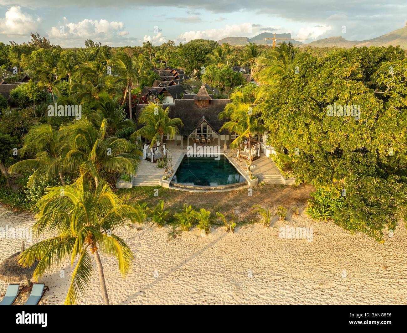Aerial view of luxurious maradiva resort with palm trees and a serene ...