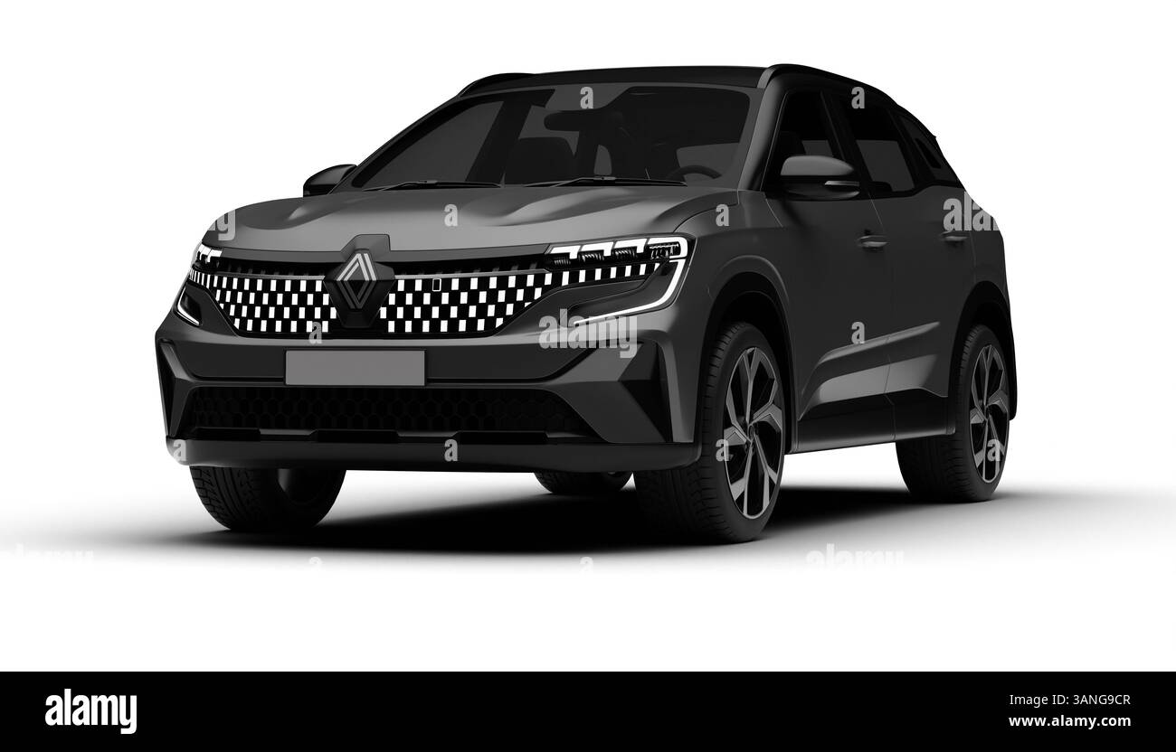 Izmir, Turkey - Apr 13 2025: Front left side render of Renault Austral ...