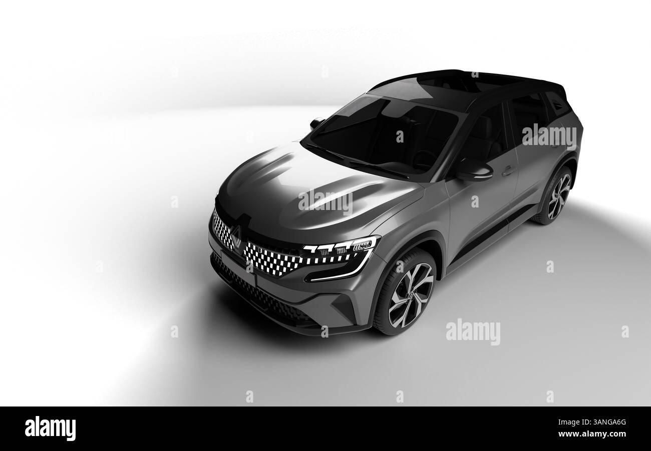 Izmir, Turkey - Apr 13 2025: Front left side render of Renault Austral ...