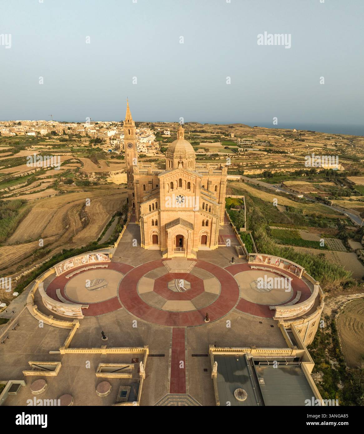 Aerial view of Bazilika Tal-Madonna Ta' Pinu Mill Gharb, church, Gozo ...