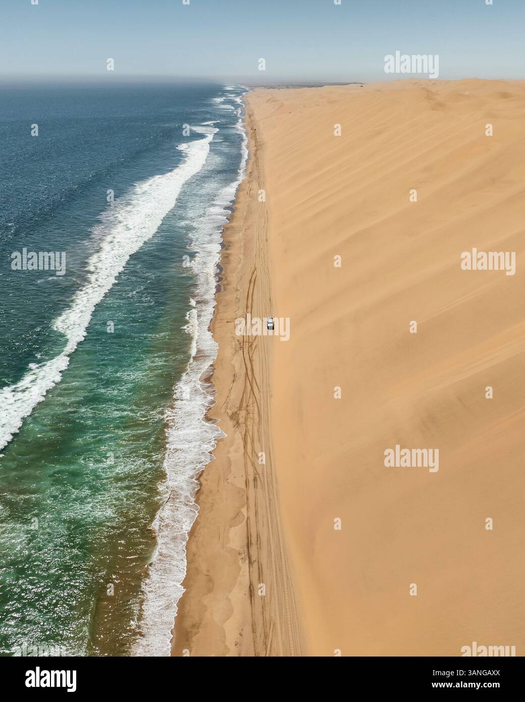 Aerial view of sandy Sandwich harbour and sand dune, Anichab, Erongo ...