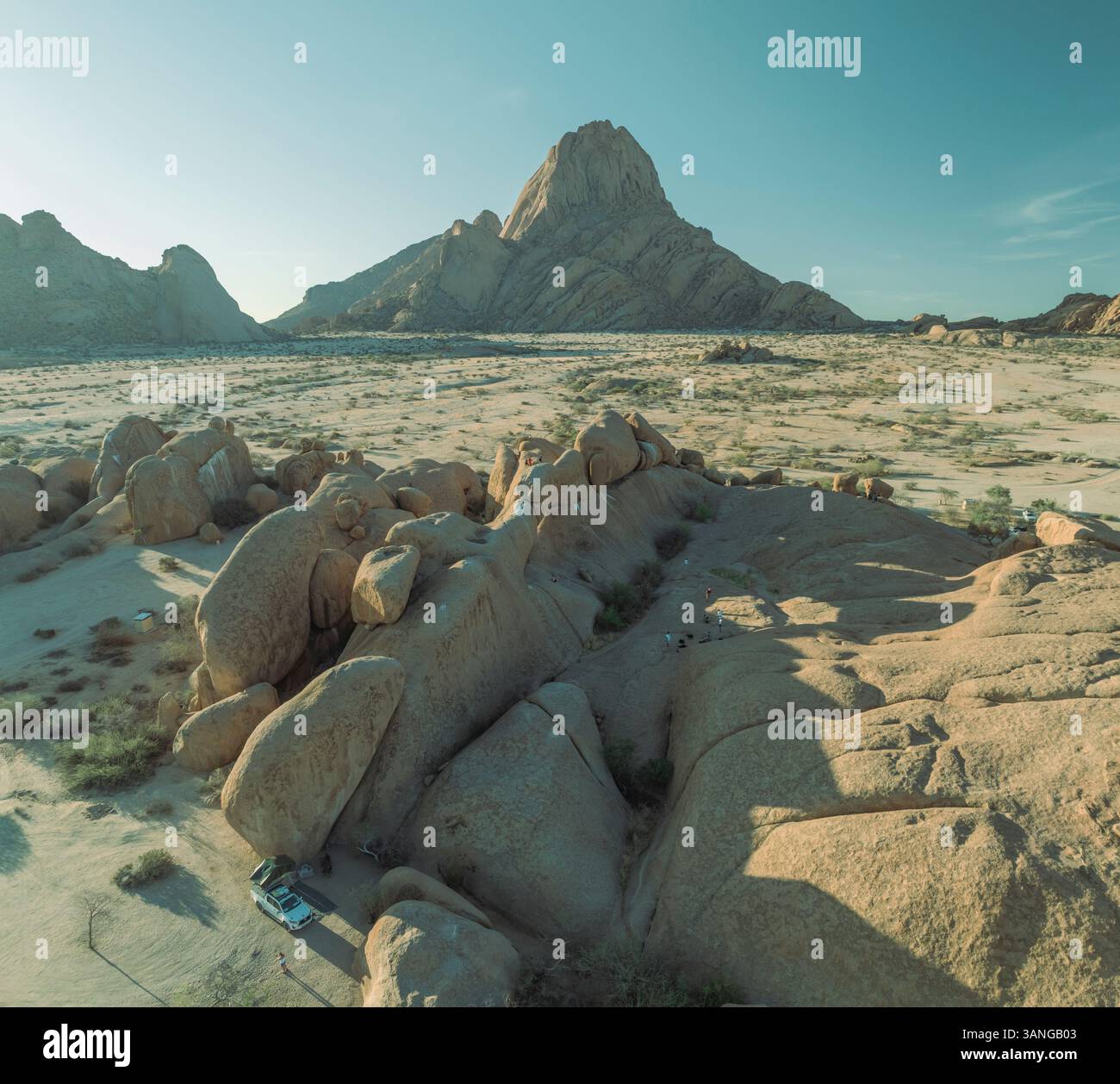 Aerial view of Spitzkoppe Peak rock formation in Namib desert, Namibia ...