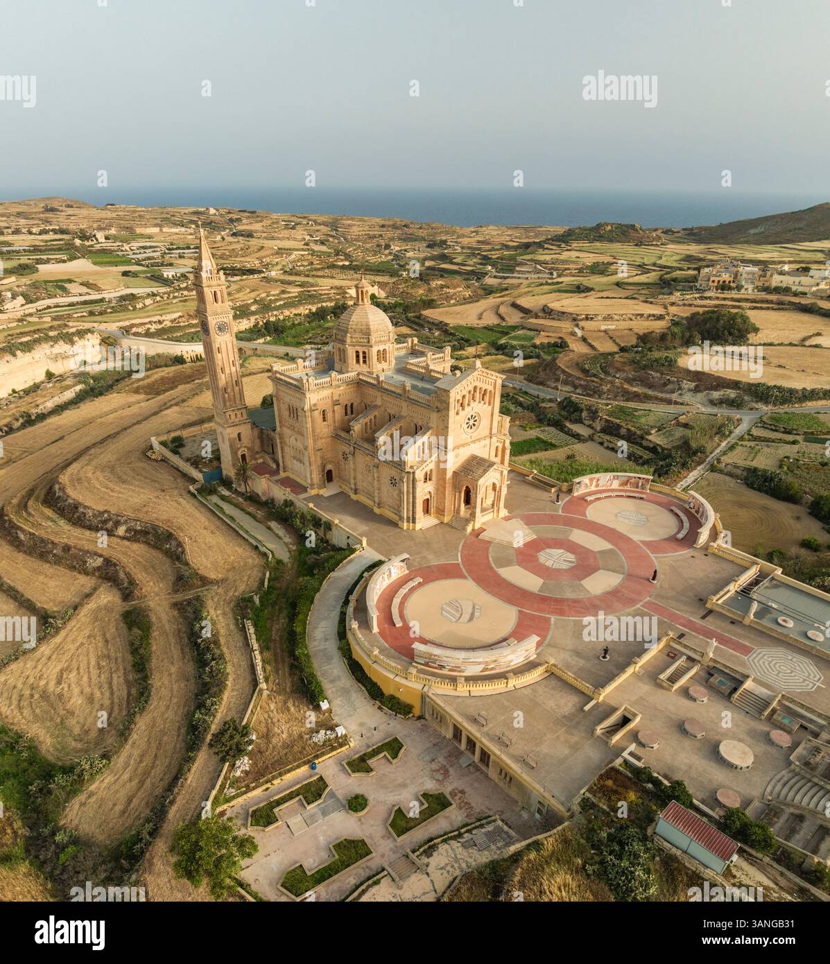 Aerial view of Bazilika Tal-Madonna Ta' Pinu Mill Gharb, church and ...