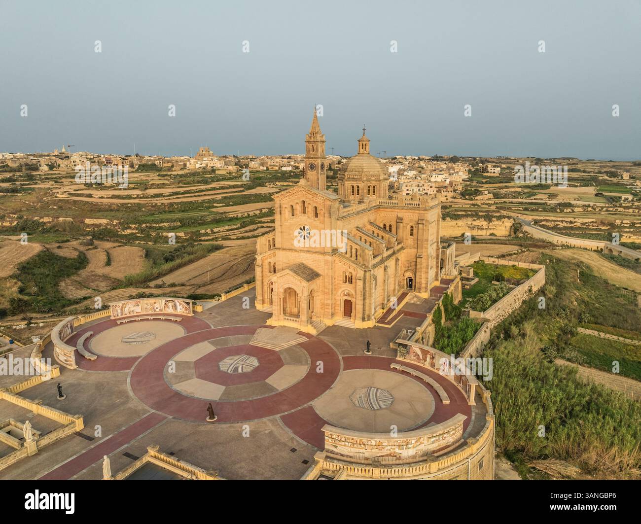 Aerial view of Bazilika Tal-Madonna Ta' Pinu Mill Gharb, church, Gharb ...