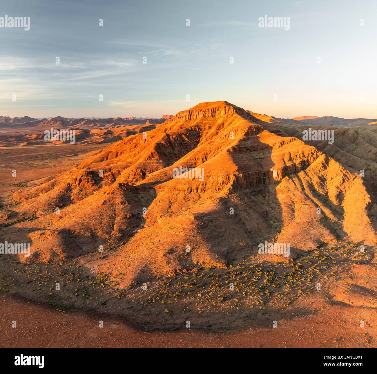Aerial view of Sossusvlei mountains in arid desert landscape, Karas ...