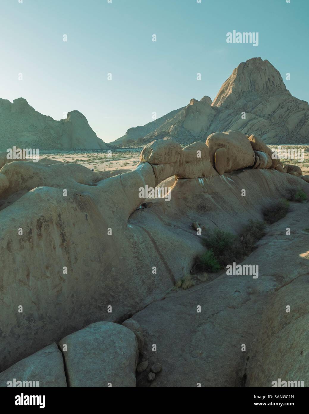 Aerial view of Spitzkoppe Peak and rock formations in Namib desert ...