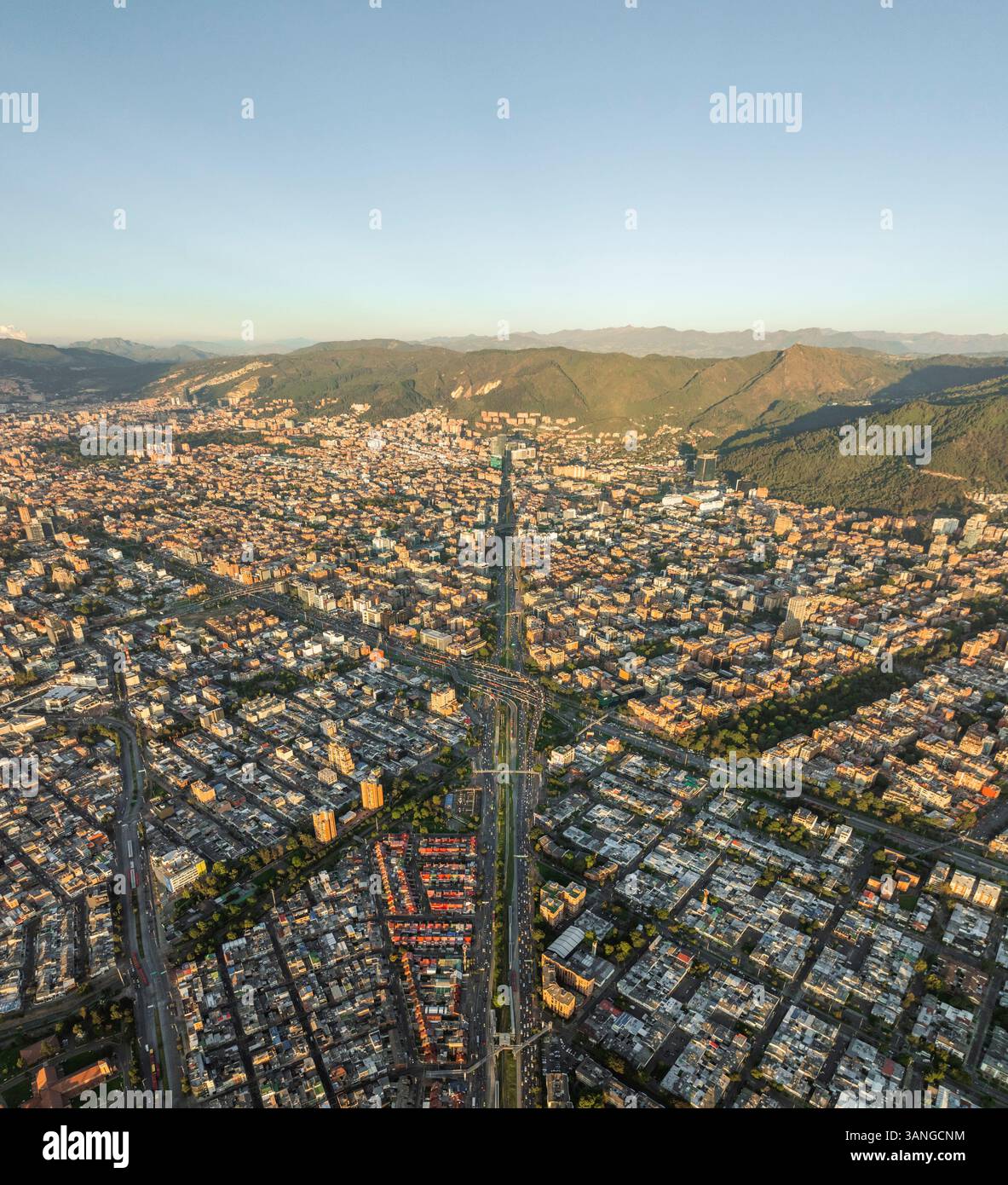 Aerial view of beautiful city architecture in high perspective, Bogota ...