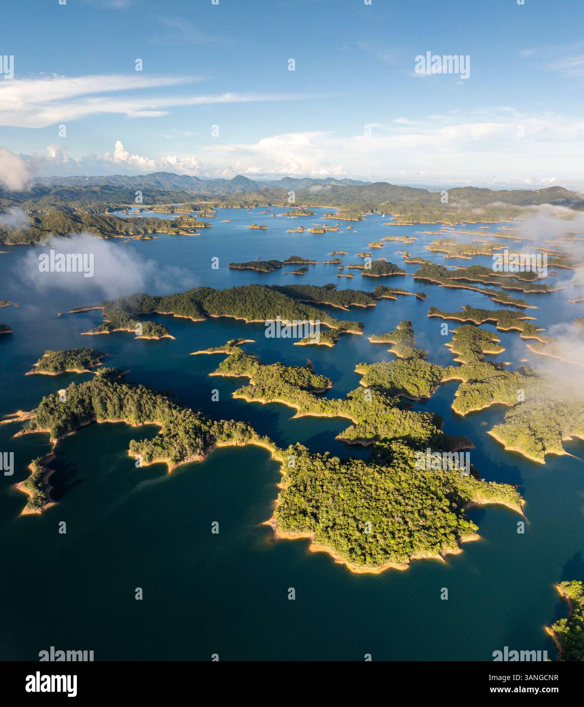 Aerial view of Embalse de Penol, Guatape, Antioquia, Colombia Stock ...