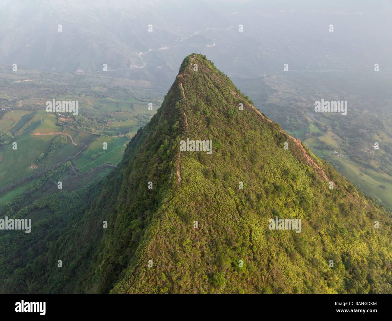 Aerial view of mountains and water in Venecia, Antioquia, Colombia ...