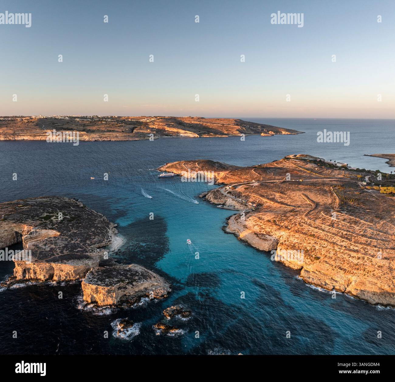 Aerial view of natural forms and patterns over Gozo and Comino island ...