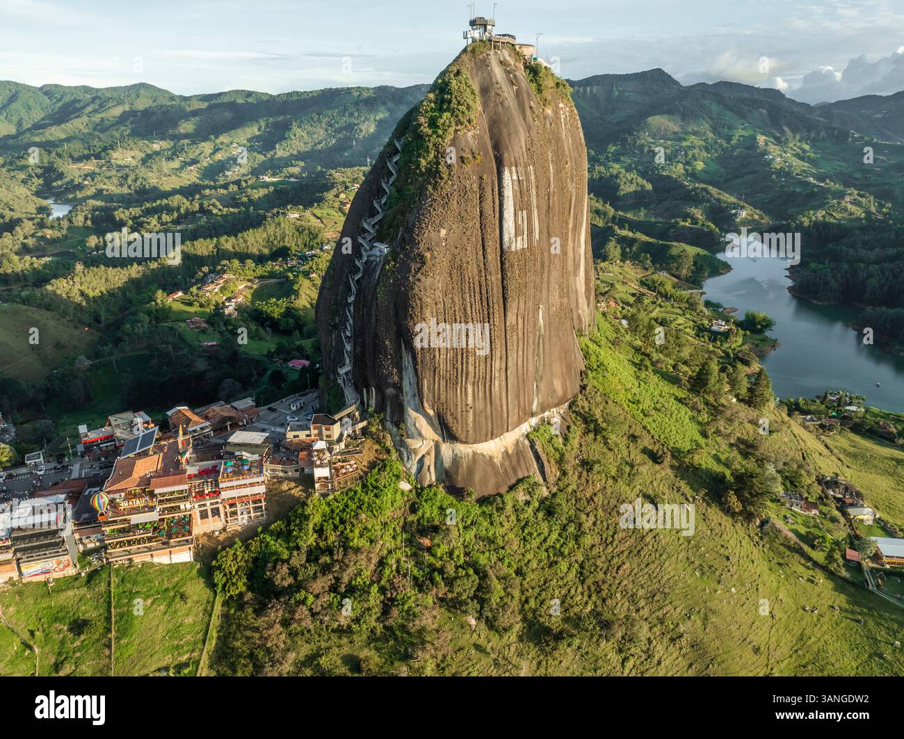 Aerial View Of Embalse De Penol With La Piedra Del Penol Guatape Aerial View Of Embalse De Penol With La Piedra Del Penol Guatape