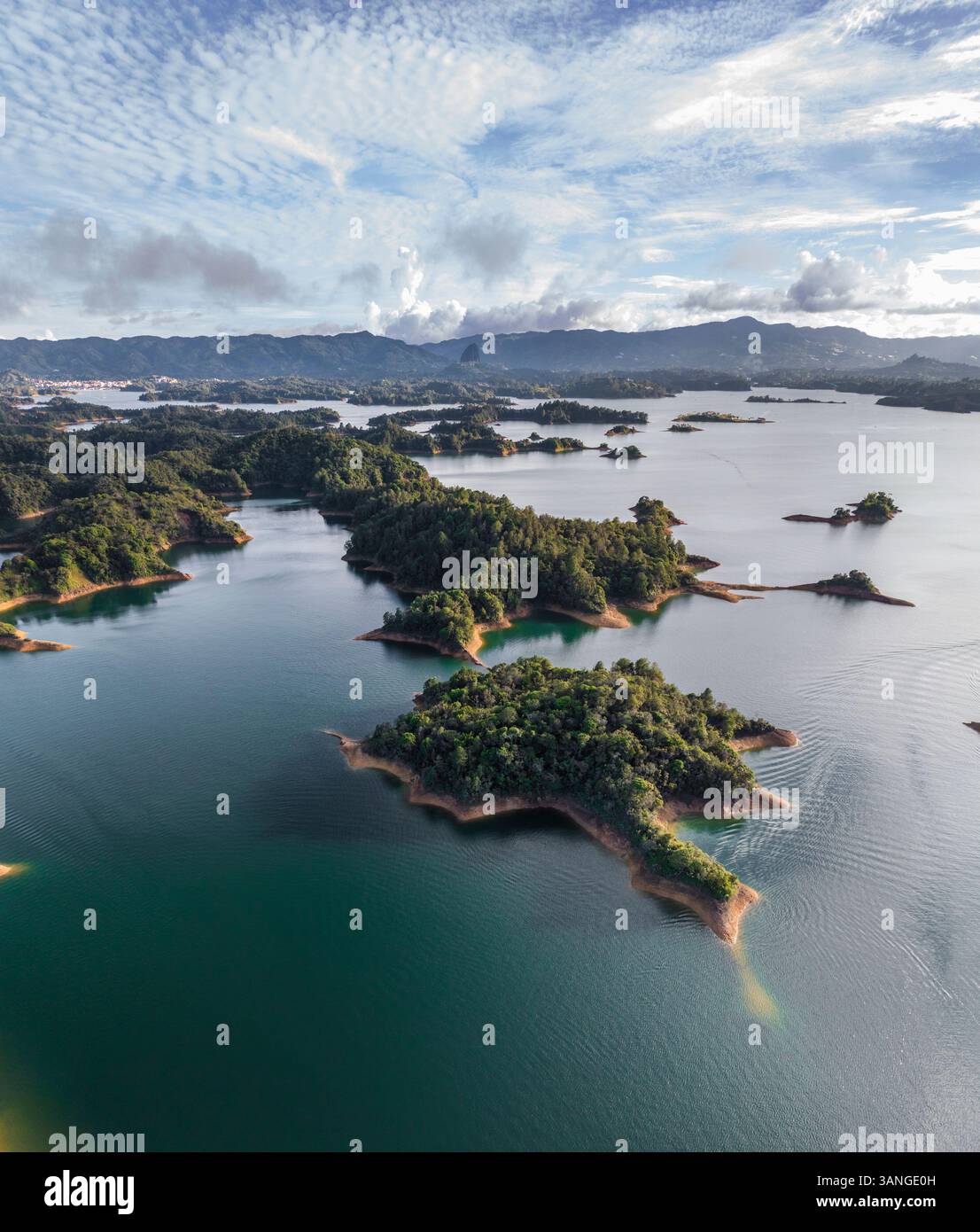 Aerial view of Embalse de Penol, Guatape, Antioquia, Colombia Stock ...