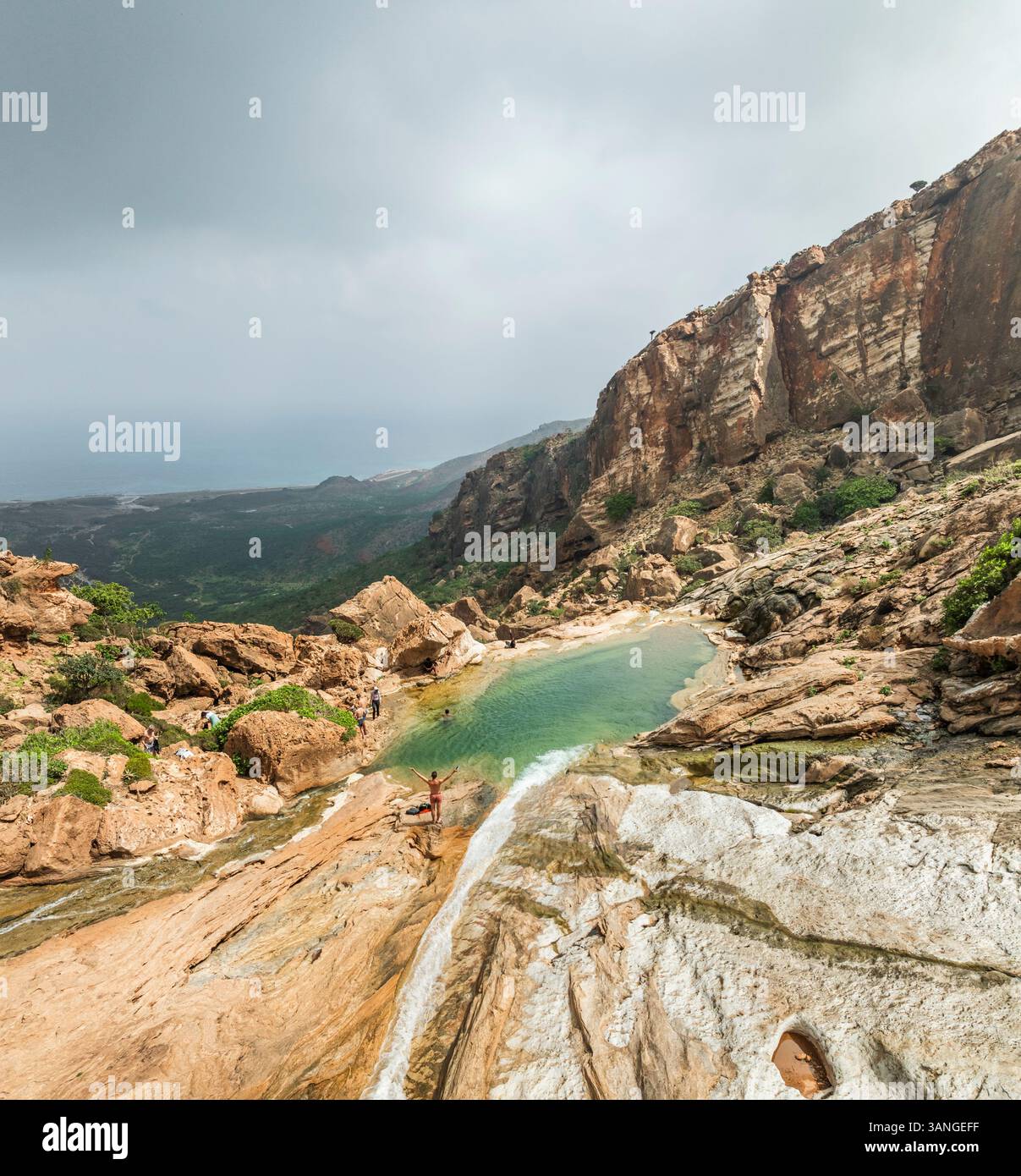 Aerial view of Socotra Homhill, person, Siquirah, Socotra, Yemen Stock ...