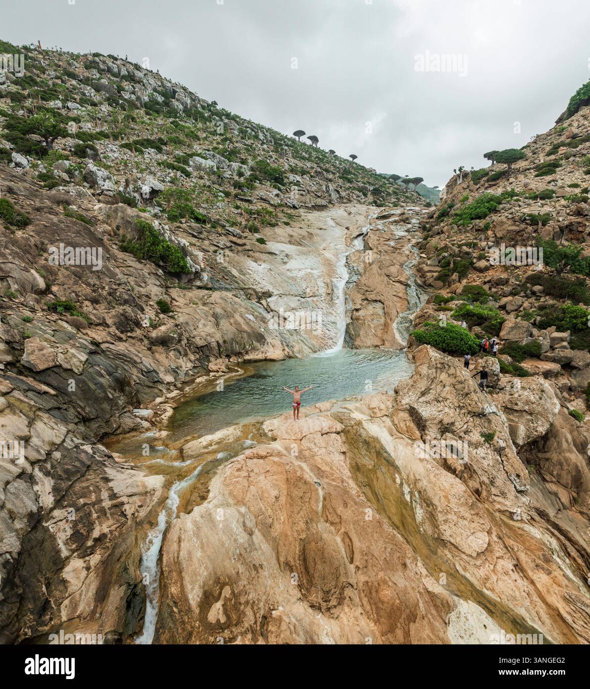 Aerial view of Socotra Homhill with breathtaking natural landscape ...