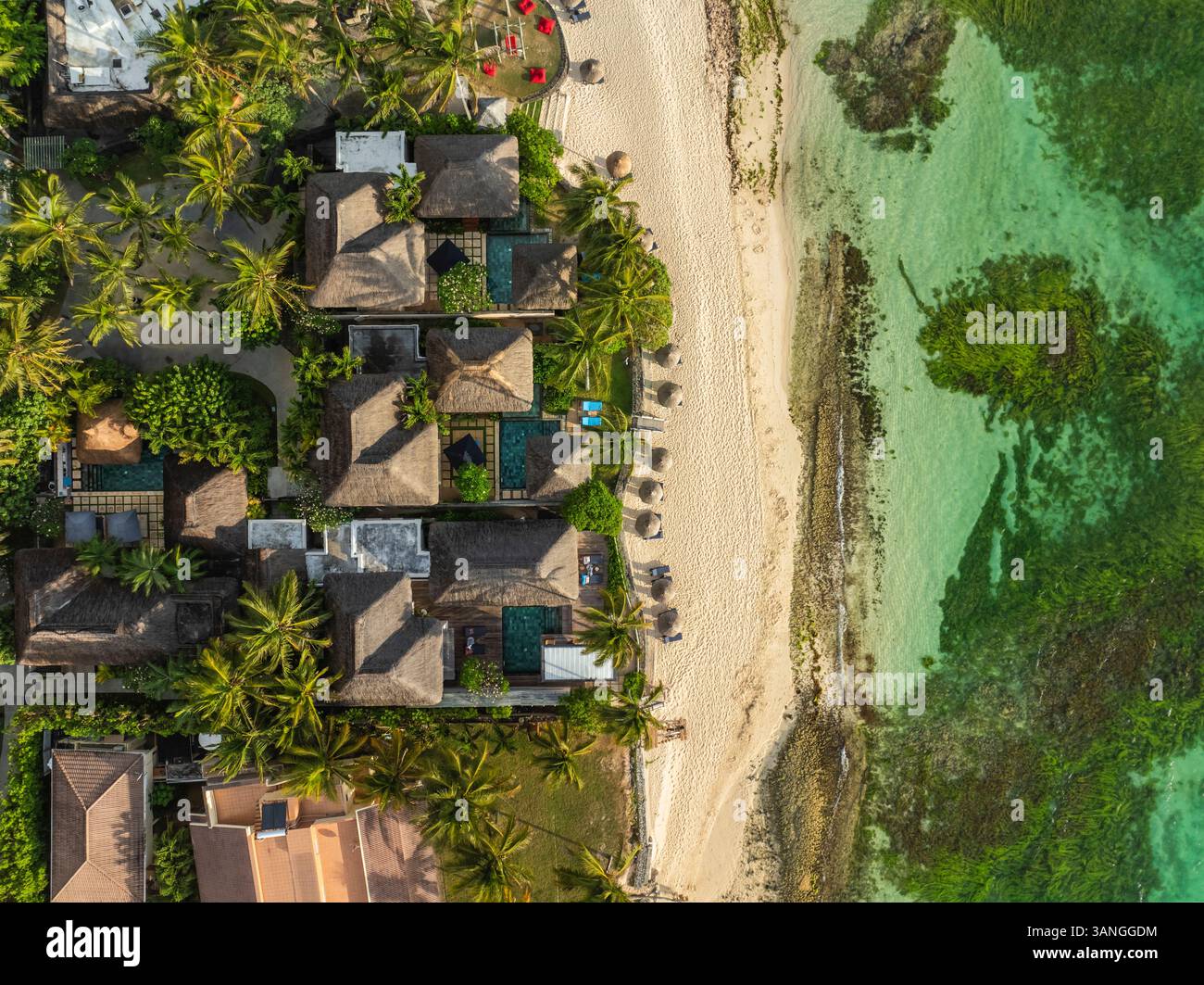 Aerial view of Constance hotel and beach, Flacq, Mauritius Stock Photo ...