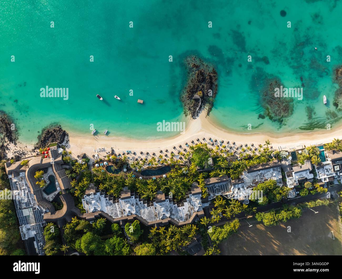 Aerial view of Royal Palm hotel, Riviere du Rempart, Mauritius Stock ...