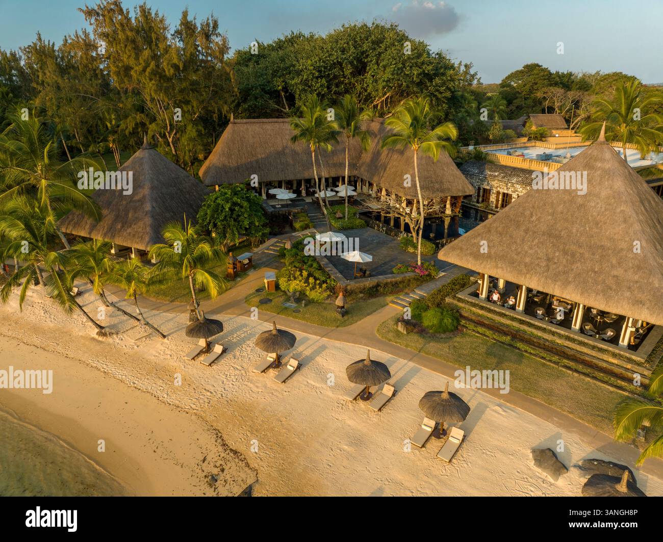 Aerial view of Oberoi Beach hotel, Balaclava, Mauritius Stock Photo - Alamy