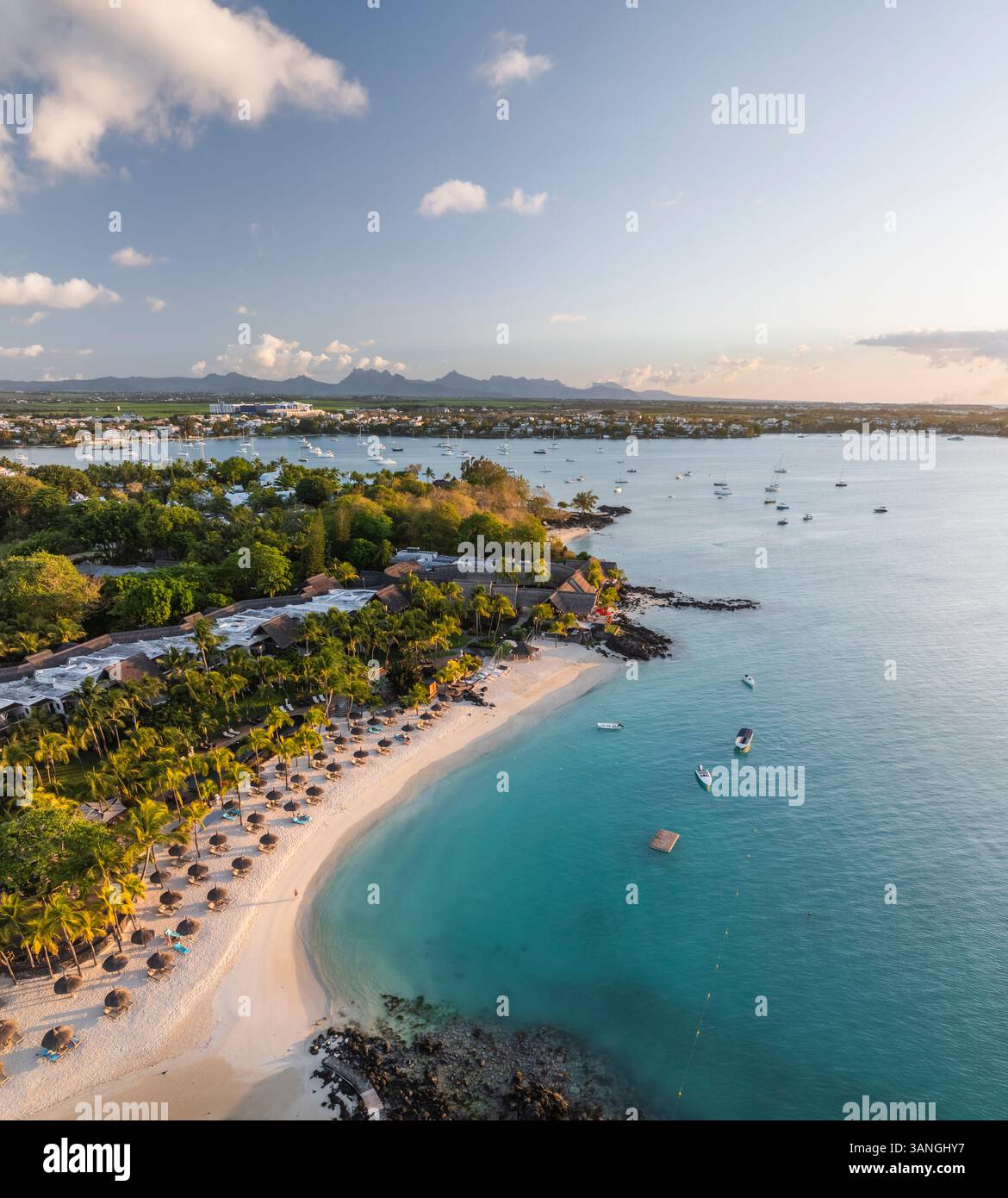 Aerial view of Royal Palm hotel, Riviere du Rempart, Mauritius Stock ...