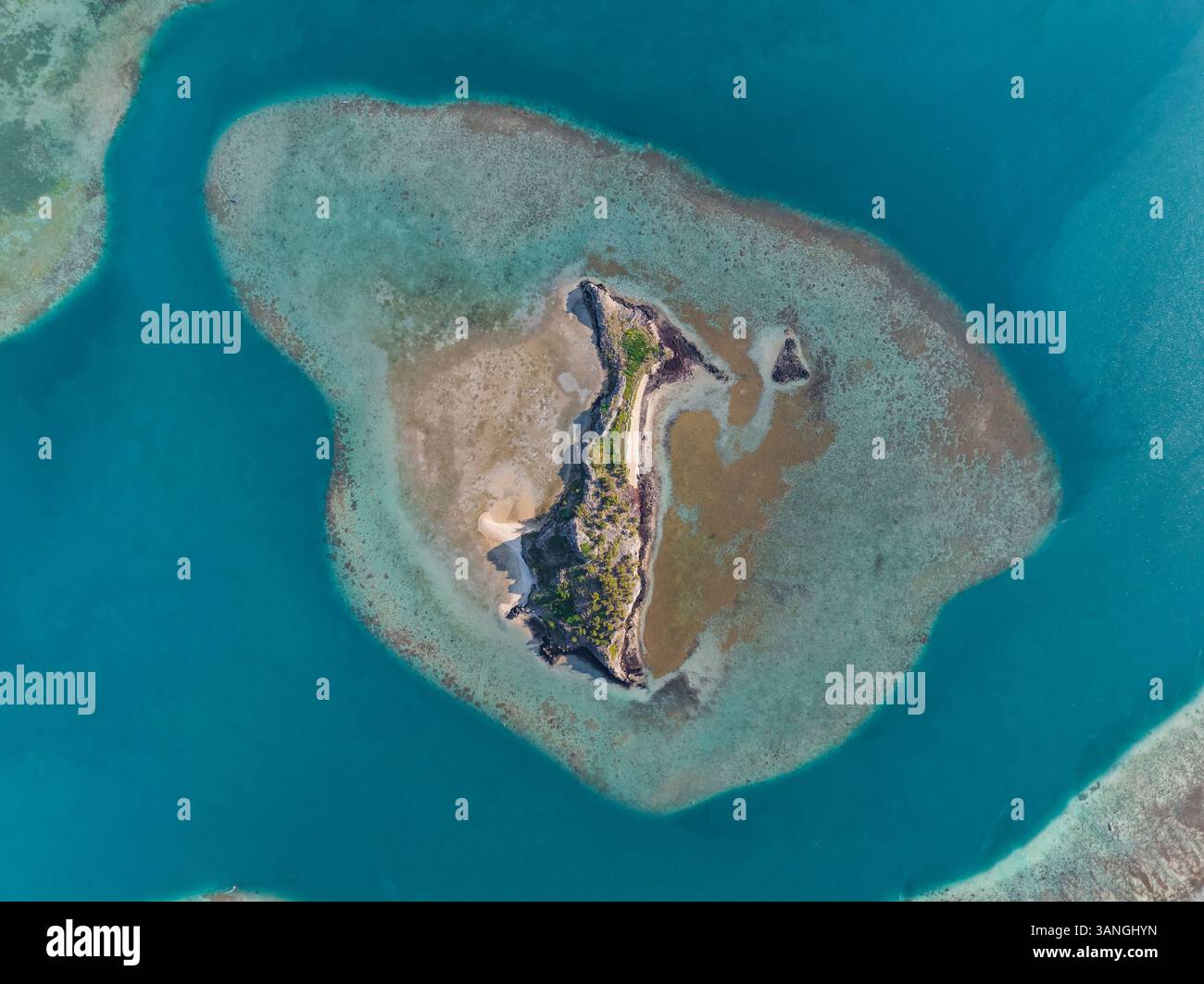 Aerial view of idyllic Hermitage Island, Rodrigues, Mauritius Stock ...