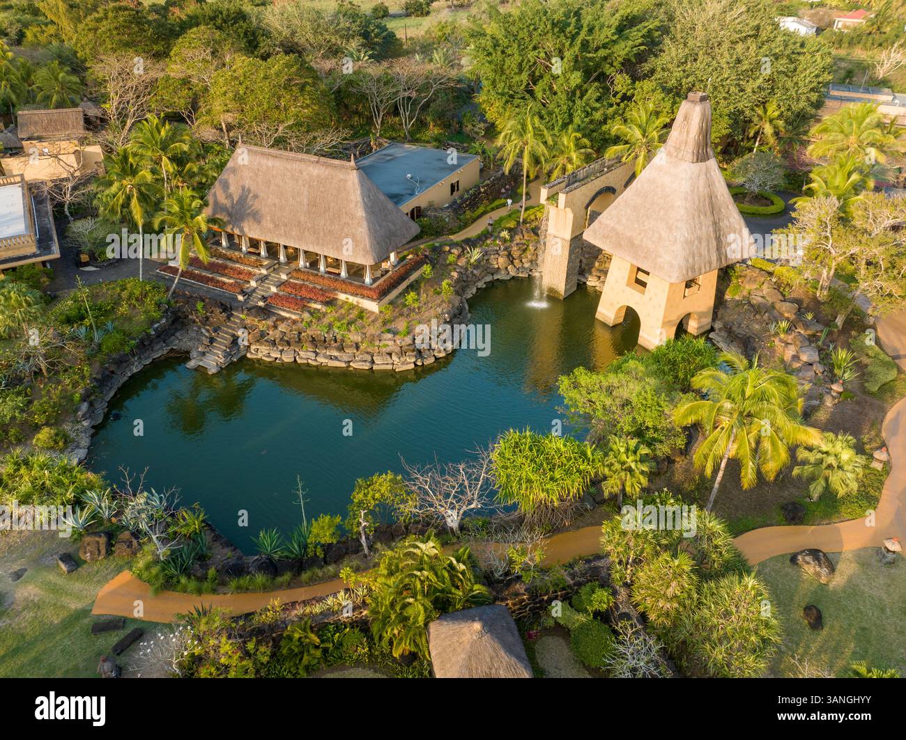 Aerial view of Oberoi Beach, hotel, Balaclava, Mauritius Stock Photo ...