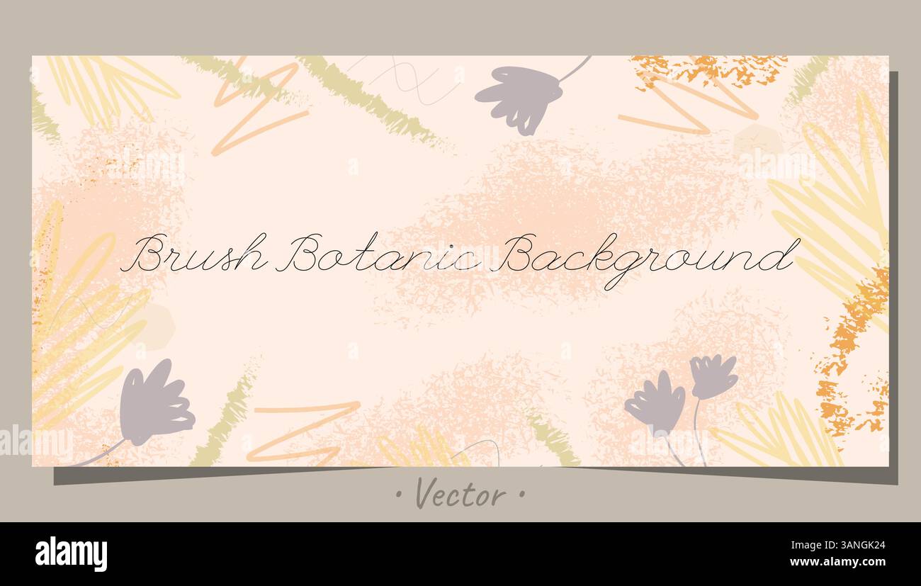 Brush botanic flowers organic aesthetic abstract texture modern banner ...