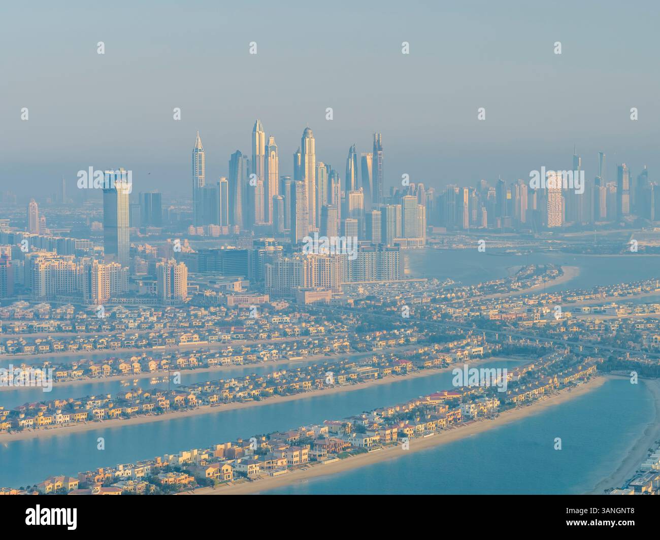 Aerial view of the Palm Jumeirah and Nakhlat Jumeira in Dubai, United ...