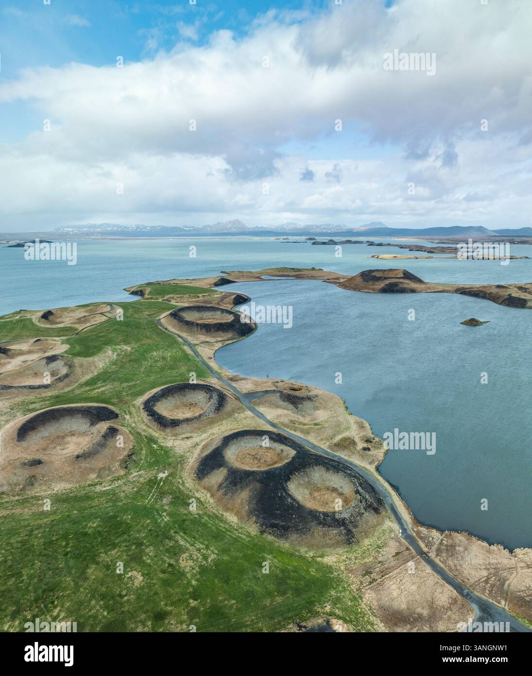Aerial view of Myvatn lake, Northeastern Region, Iceland Stock Photo ...