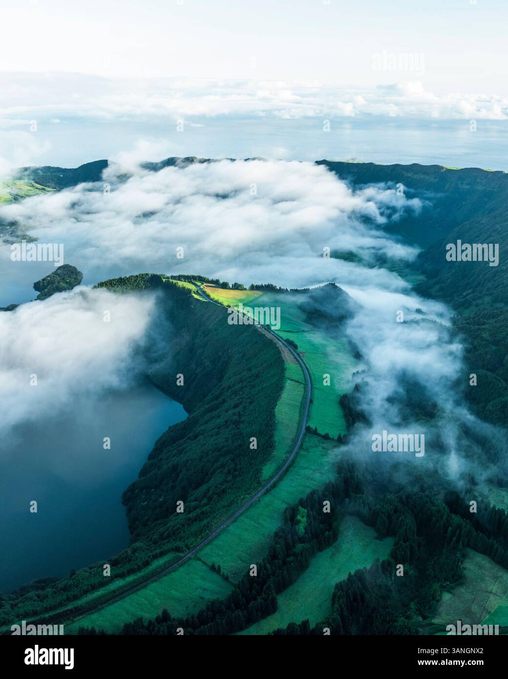 Aerial view of Sete Cidades, Sao Miguel Island, Azores, Portugal Stock ...