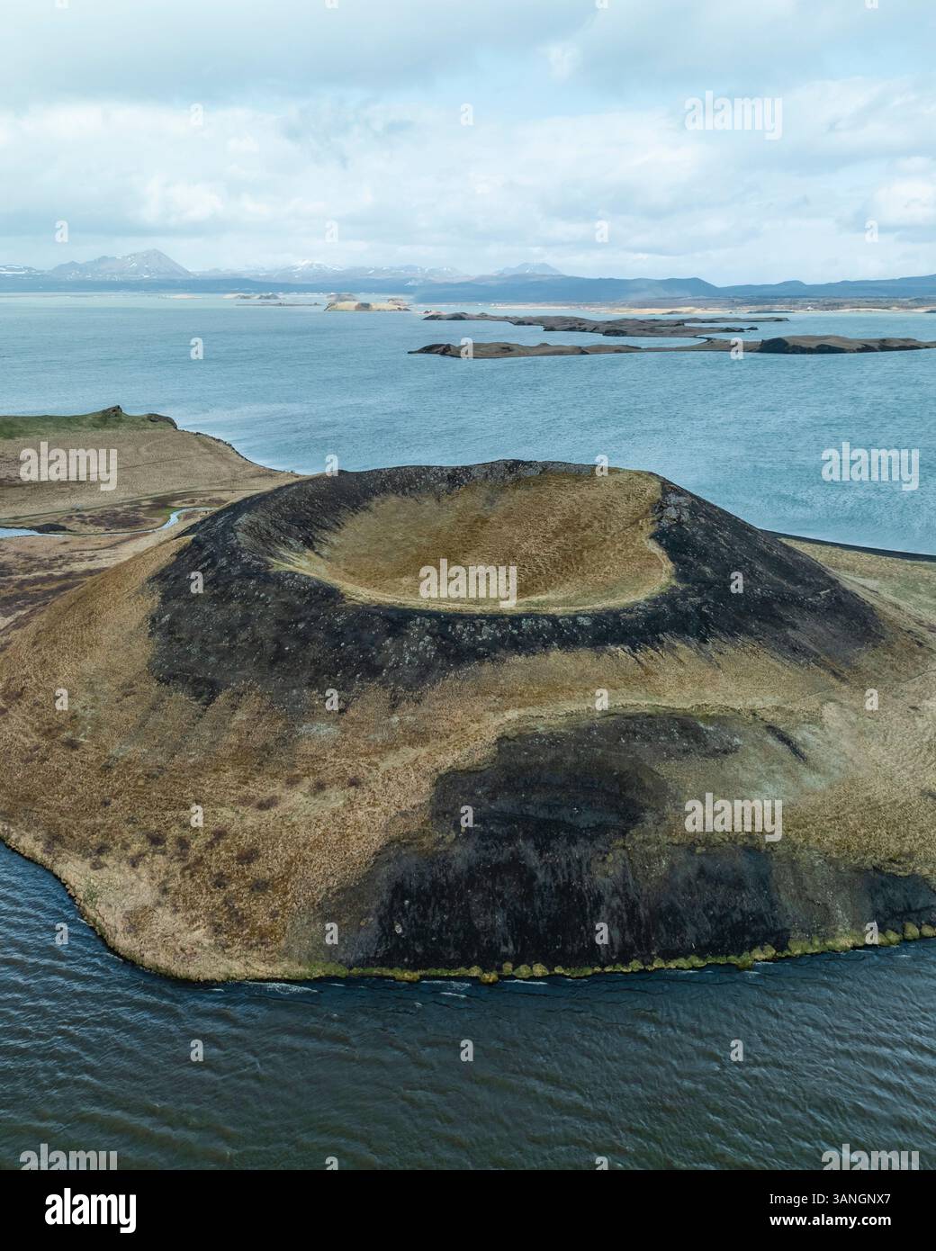 Aerial view of Myvatn lake, Northeastern Region, Iceland Stock Photo ...