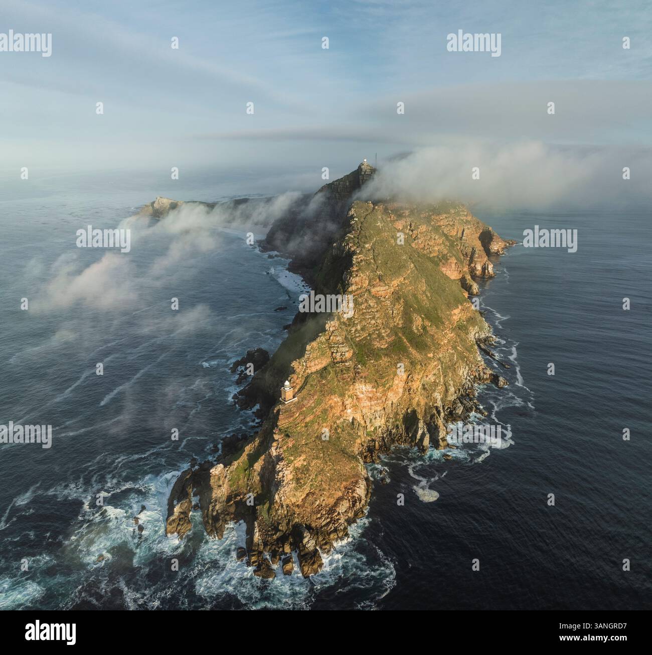 Aerial view of the Old Cape Point Lighthouse in Cape Point Nature ...