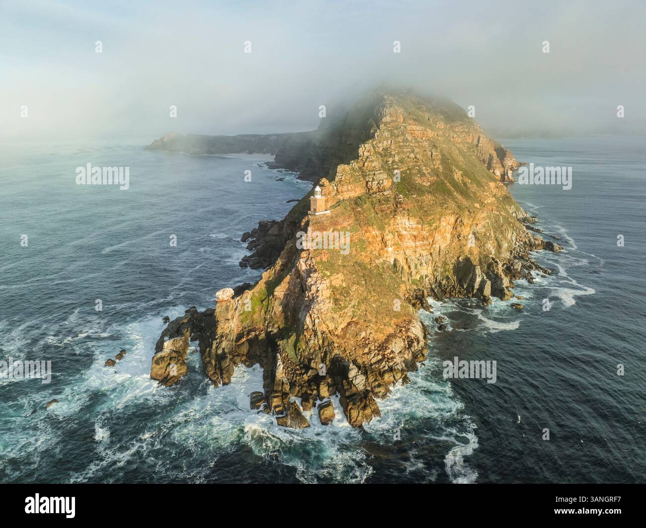 Aerial view of the Old Cape Point Lighthouse in Cape Point Nature ...
