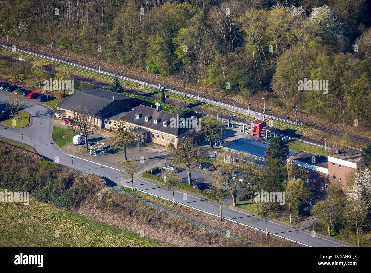 Luftbild,Bahnhof Aschberg, Deutsche Bundesbahn, Haltepunkt, alter ...