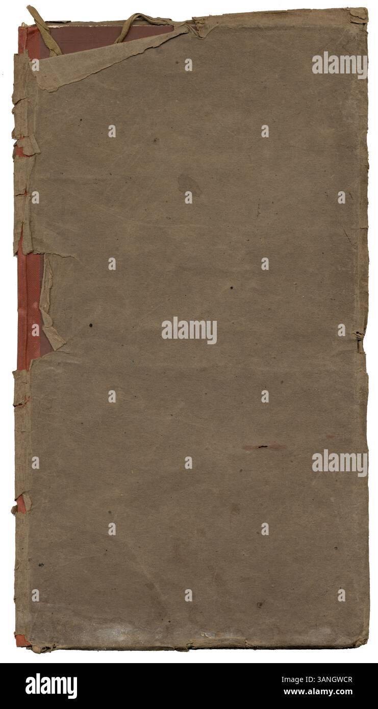 An old torn and tattered paper cover from a map book Stock Photo - Alamy