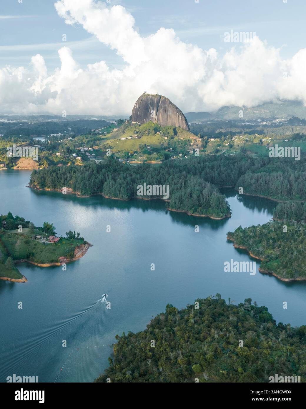 Aerial view of El Penon de Guatape, a travel destination in Guatapé ...