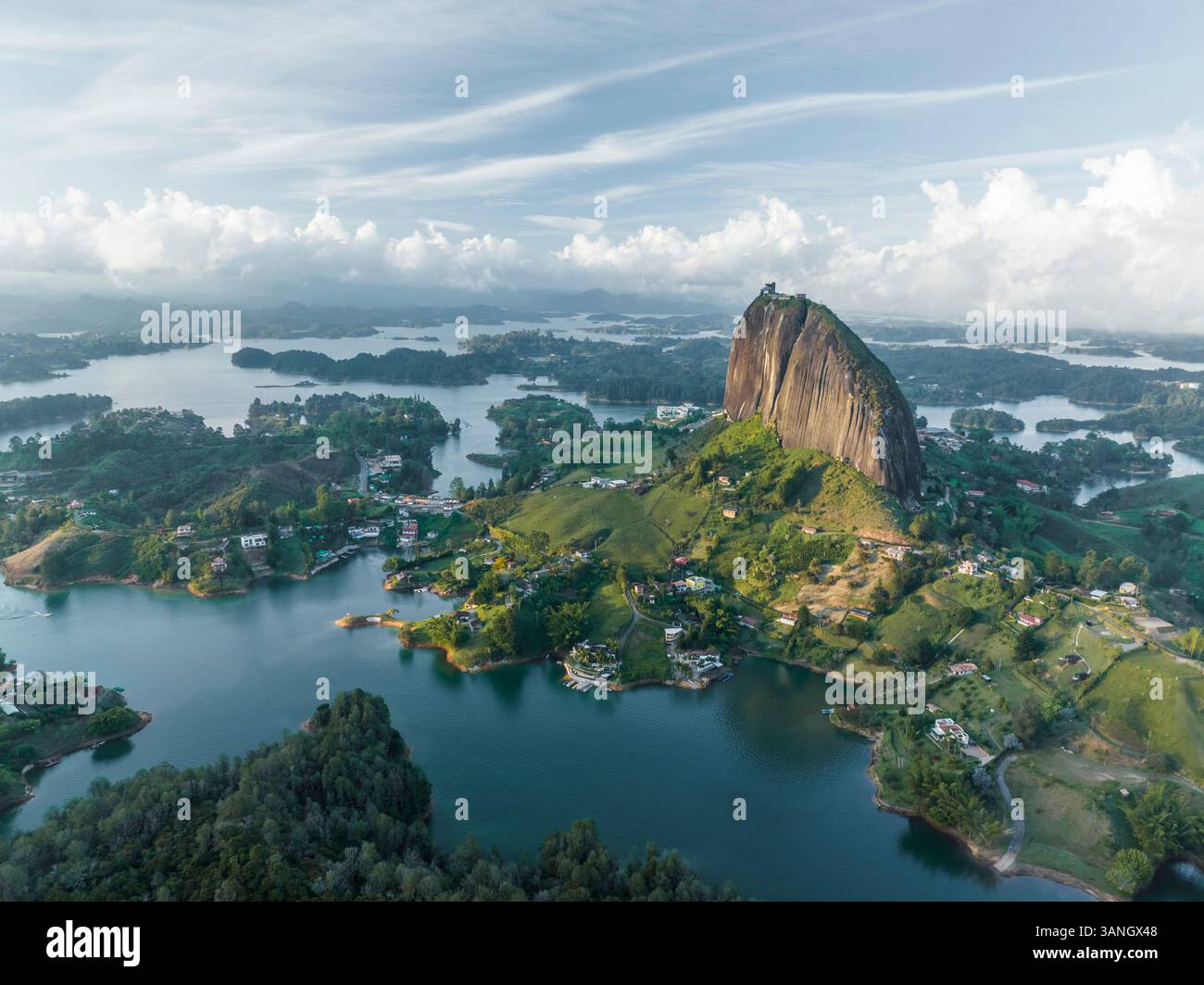 Aerial view of El Penon de Guatape, a travel destination in Guatapé ...