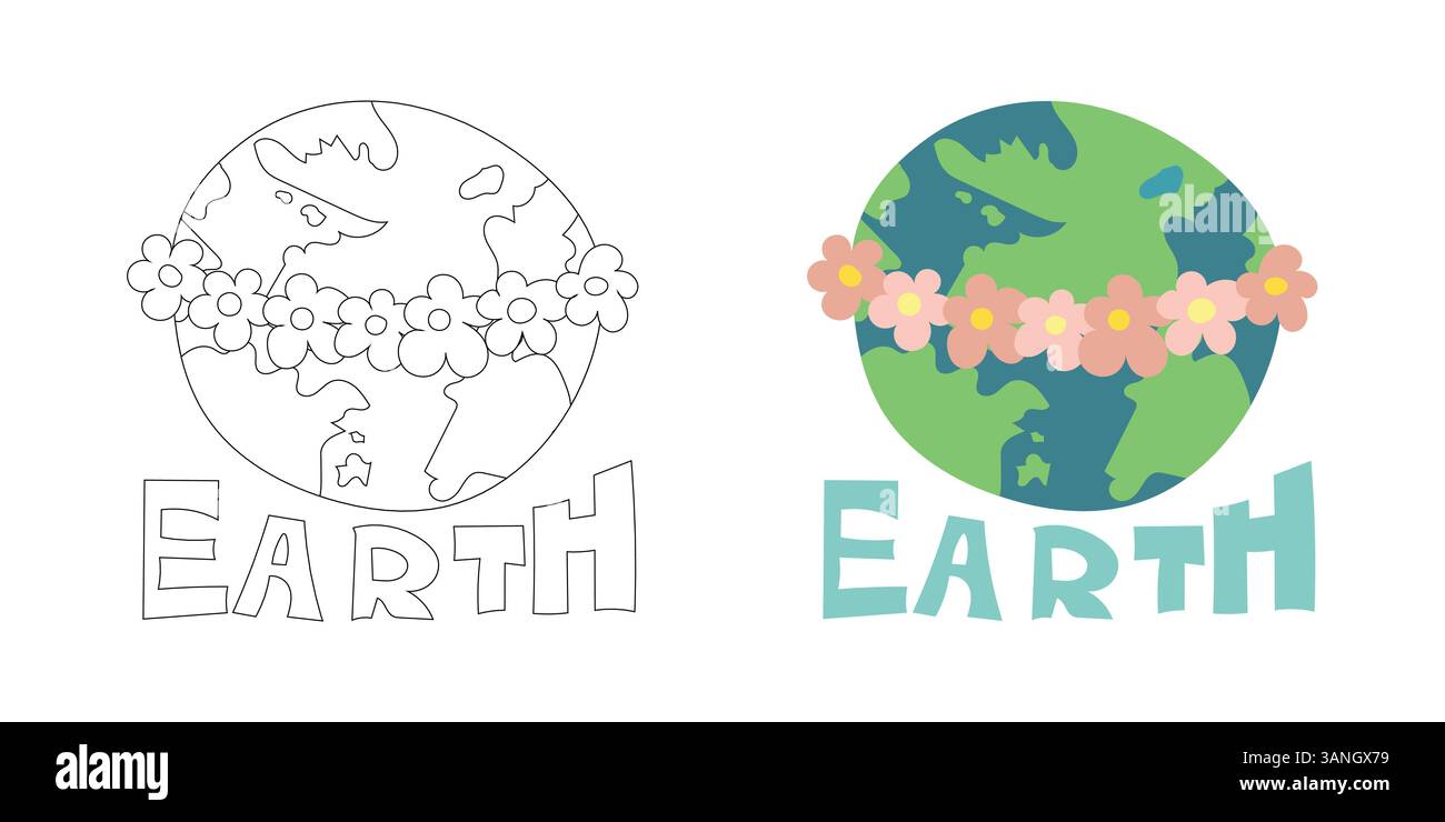 Earth globe decorated with floral garland and soft colors, expressing ...